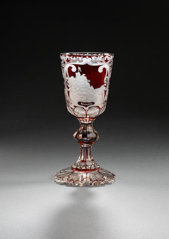 Bonhams A Bohemian Part Ruby Stained Goblet Circa 1850