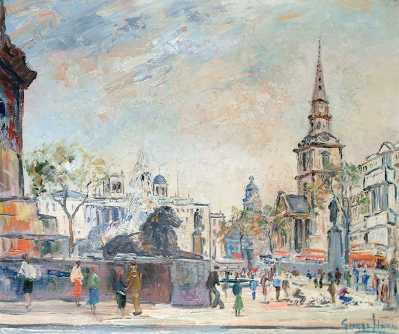 Bonhams : George Hann (British, 20th Century) Trafalgar Square