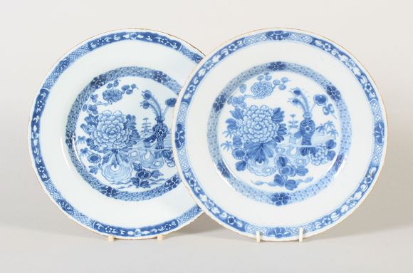 Bonhams : A pair of Dublin delft plates Circa 1760
