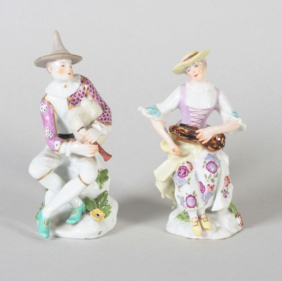 Bonhams : A pair of Samson figures of Harlequin and Columbine Late 19th ...