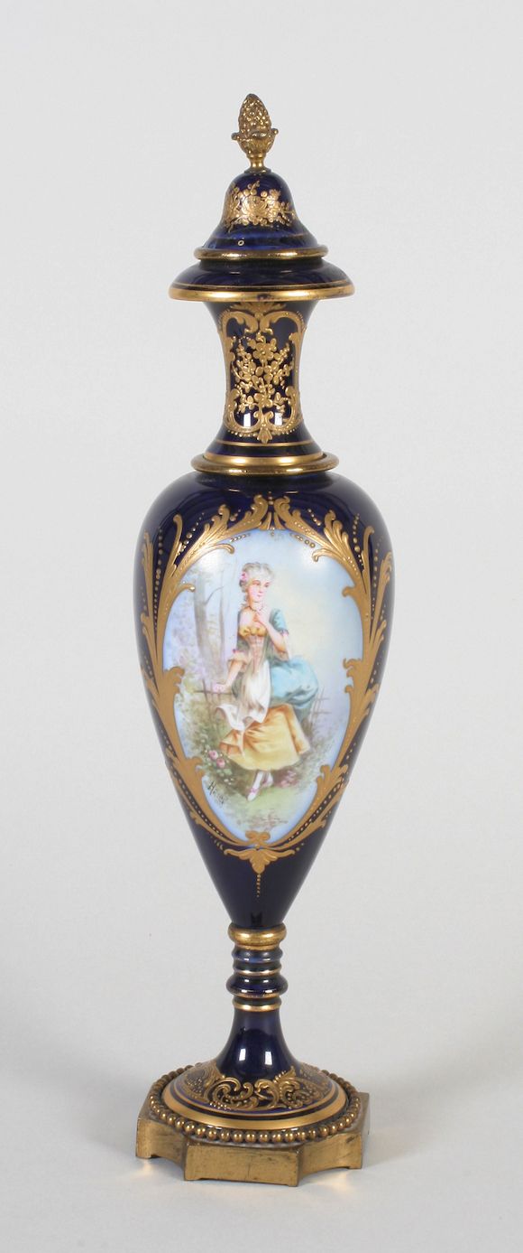 Bonhams : A Sèvres-style gilt metal mounted vase and cover Late 19th ...