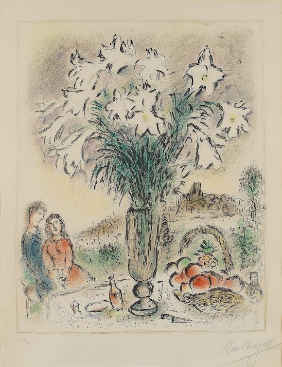 Bonhams : Marc Chagall (Russian/French, 1887-1985) Les Arums Lithograph in colours, 1975, on ...