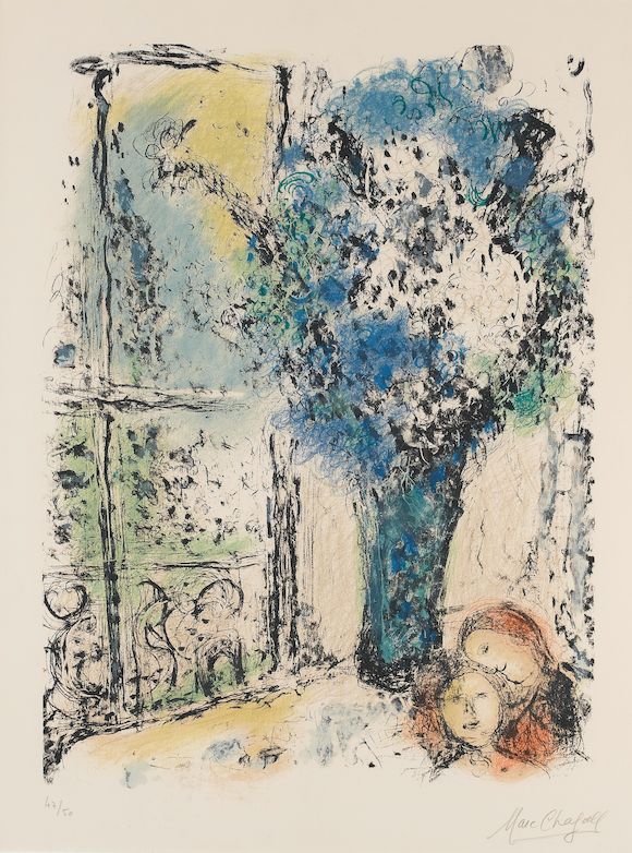 Bonhams : Marc Chagall (Russian/French, 1887-1985) Le Bouquet Bleu Lithograph in colours, 1974 ...