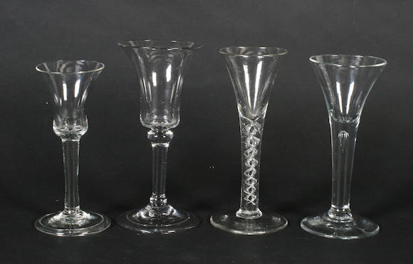 Bonhams Four Various Wine Glasses 18th Century