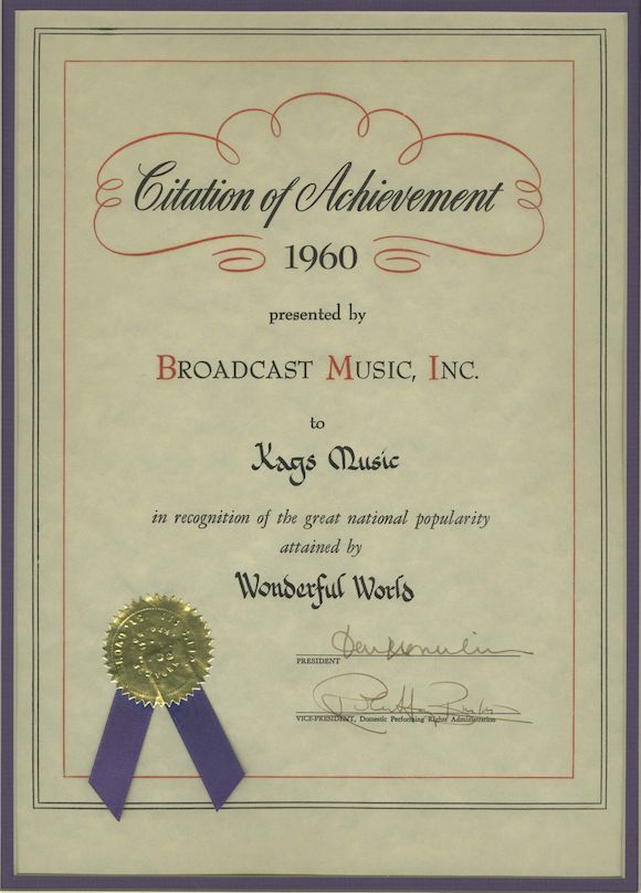 Bonhams : A group of eight 1960's BMI (Broadcast Music, Inc.) award ...