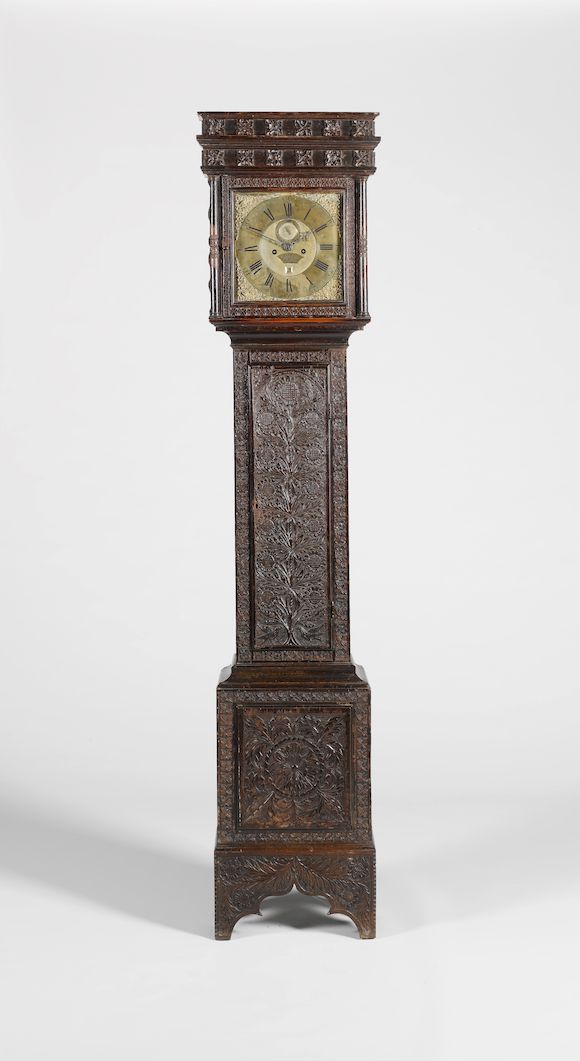 Bonhams : A mid 18th century longcase clock with associated carved oak ...