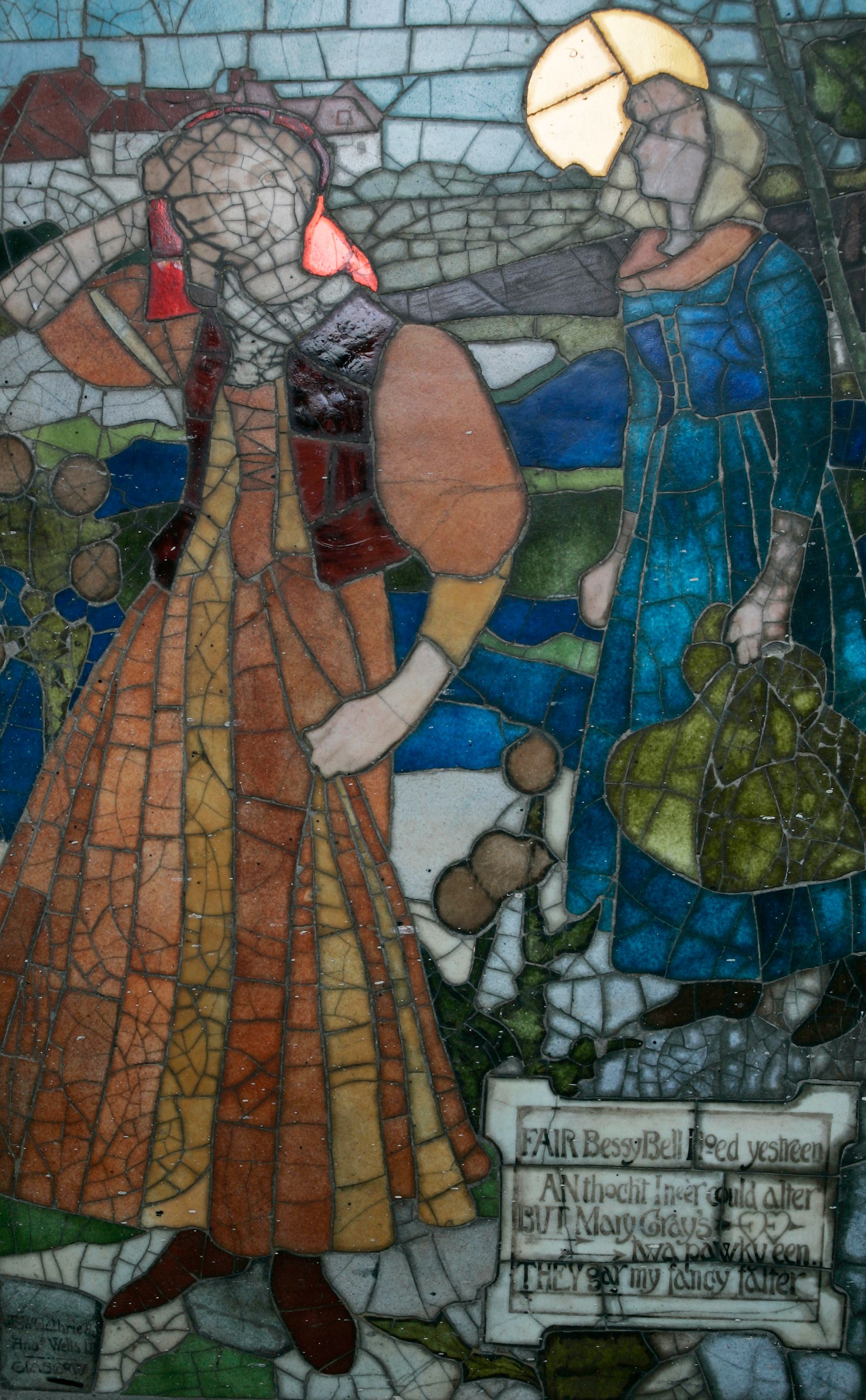 Bonhams : George Henry Walton (Scottish 1867-1933) Two Maidens in Landscape