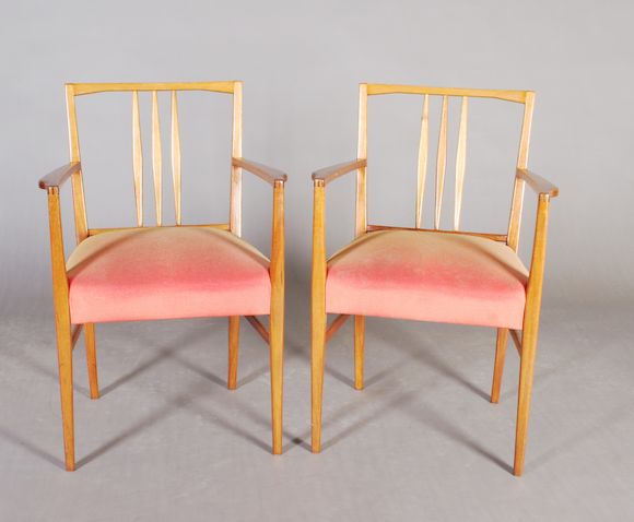 Bonhams : A pair of Gordon Russell mahogany open arm elbow chairs ...