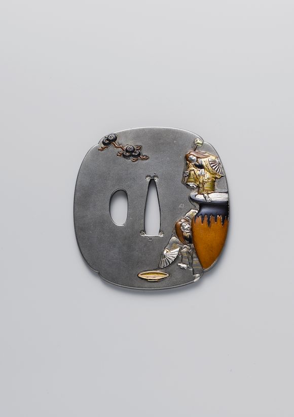 Bonhams : A shibuichi tsuba After Hamano Noriyuki, Meiji Period