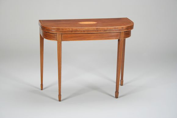 Bonhams : A George III mahogany D shaped card table