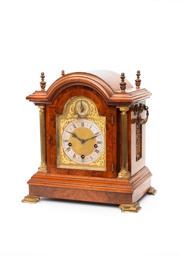 Bonhams : A late 19th century walnut Westminster chiming bracket clock ...