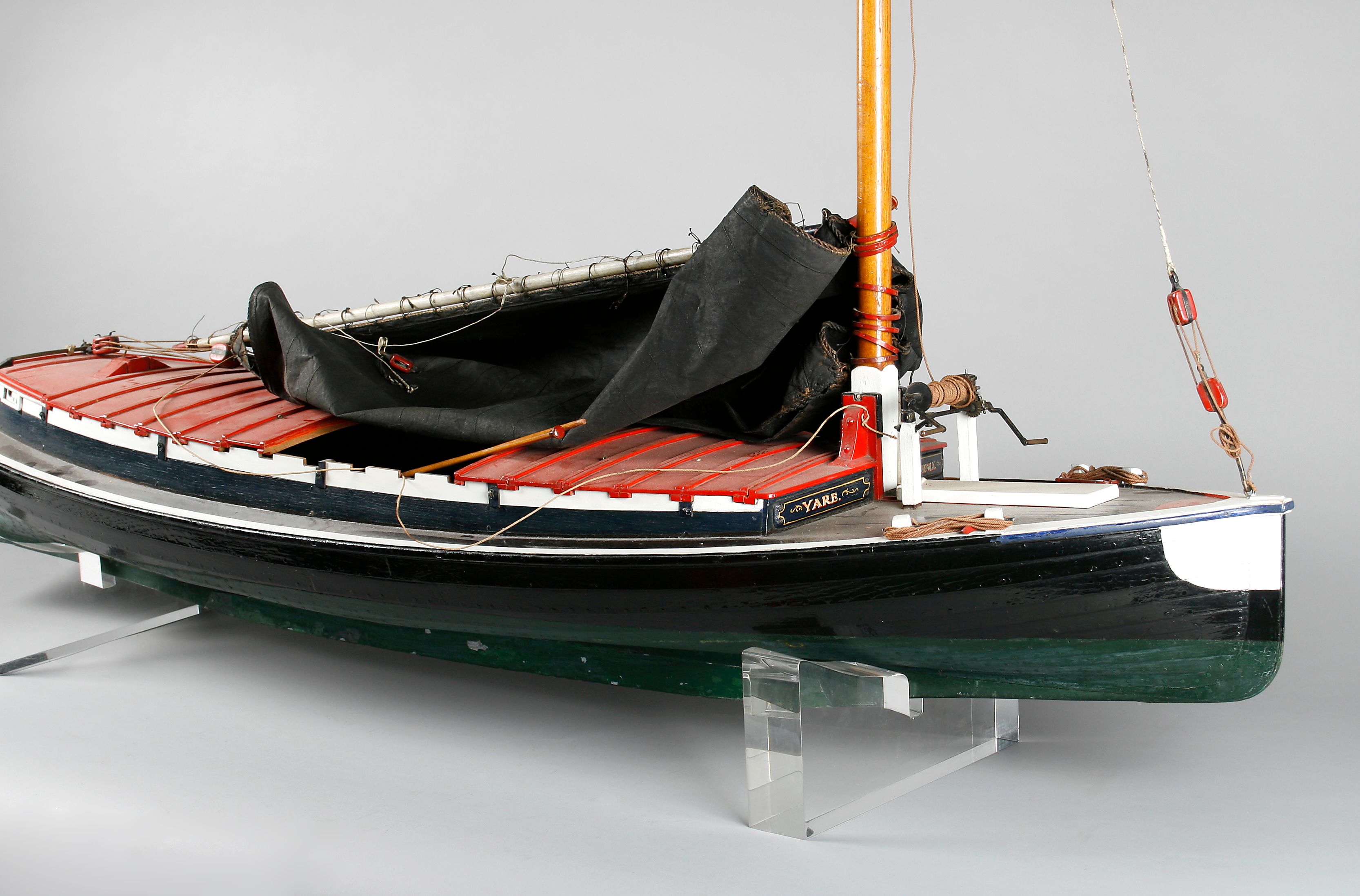 A Norfolk Wherry model, scale 1:16, fibreglass hull, wooden ...