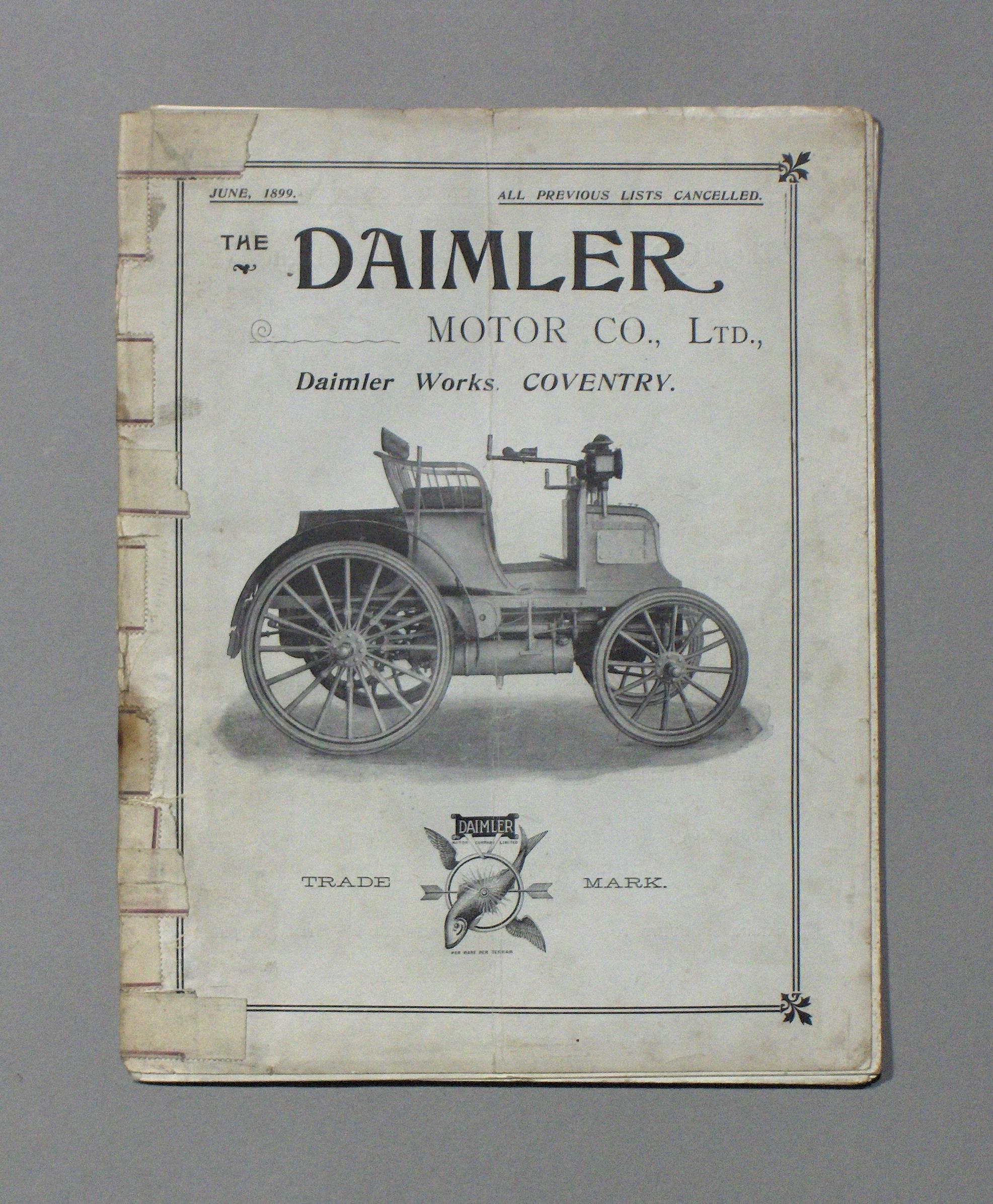 Bonhams Cars A Daimler Motor Company Limited Sales Brochure 1899