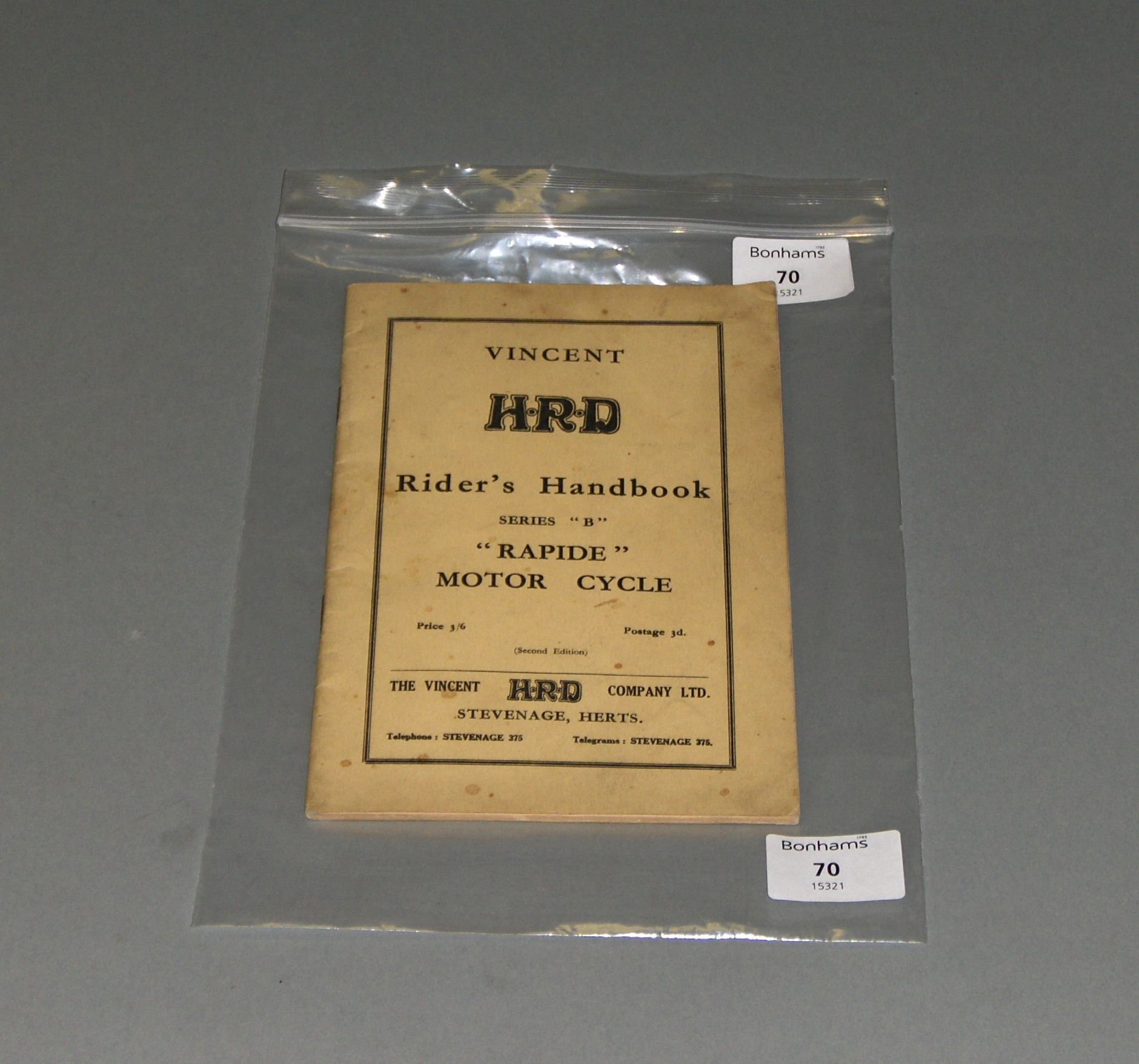 Bonhams Cars : A Vincent HRD Rider's Handbook for the Series B "Rapide",