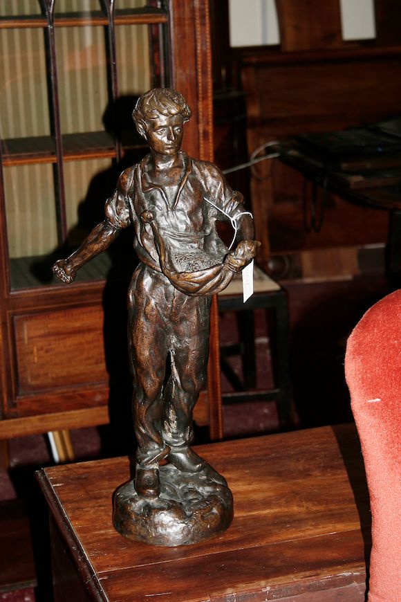 Bonhams : A 19th century bronze figure of a boy hand sowing seed
