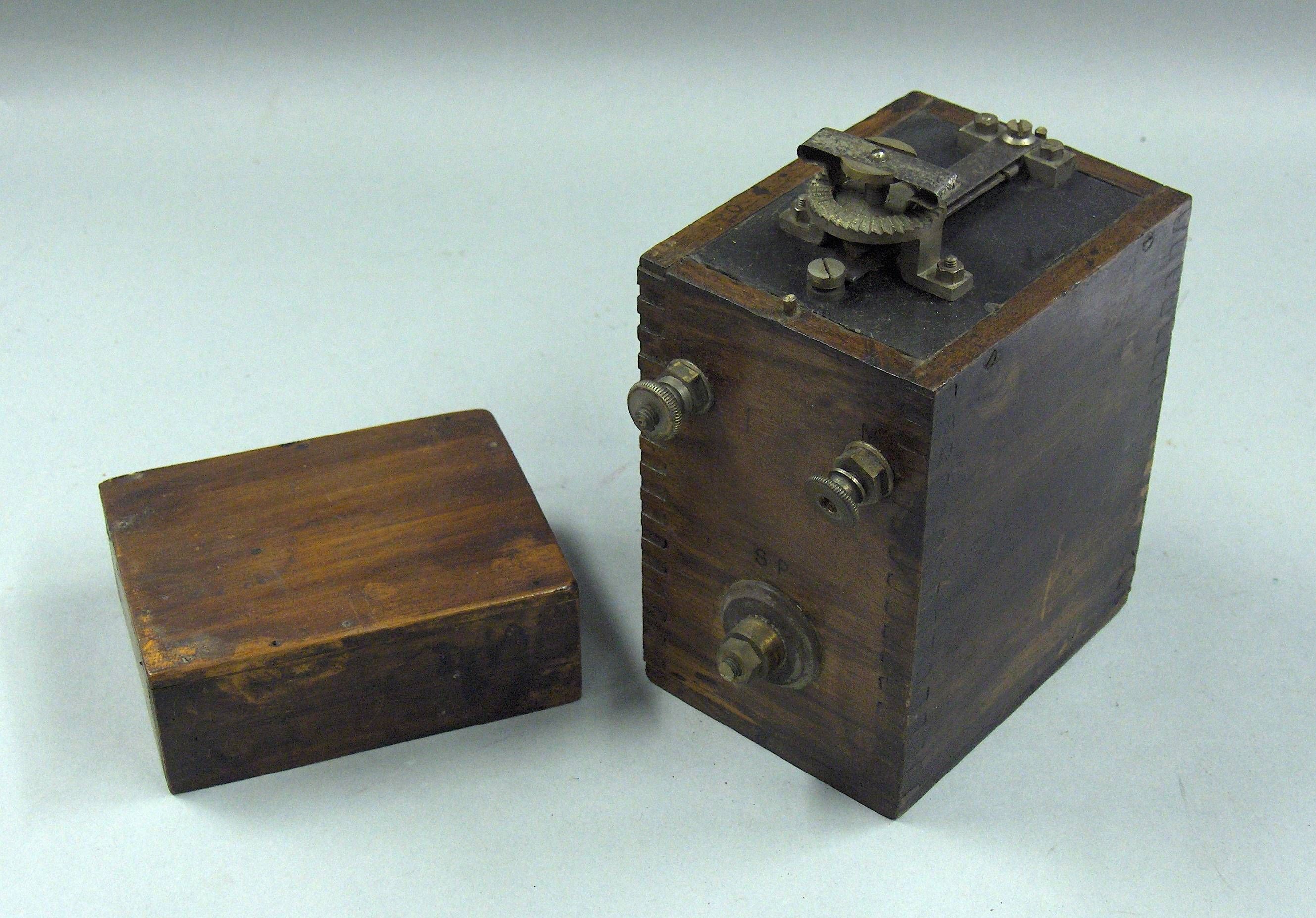 Bonhams Cars : A good veteran period mahogany coil box with coil,