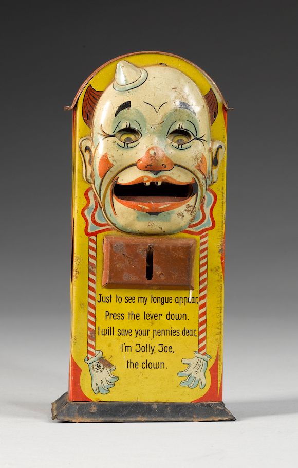 Bonhams : A Saalheimer and Strauss Jolly Joe the Clown tinplate money box