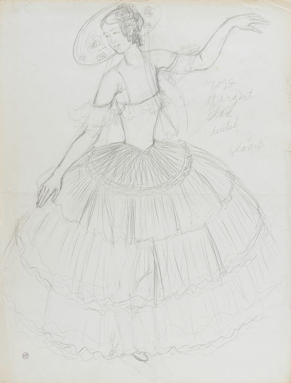 Bonhams : Natalia Sergeevna Goncharova (Russian, 1881-1962) Costume design 52.5 x 40 cm. (20 1/2 ...