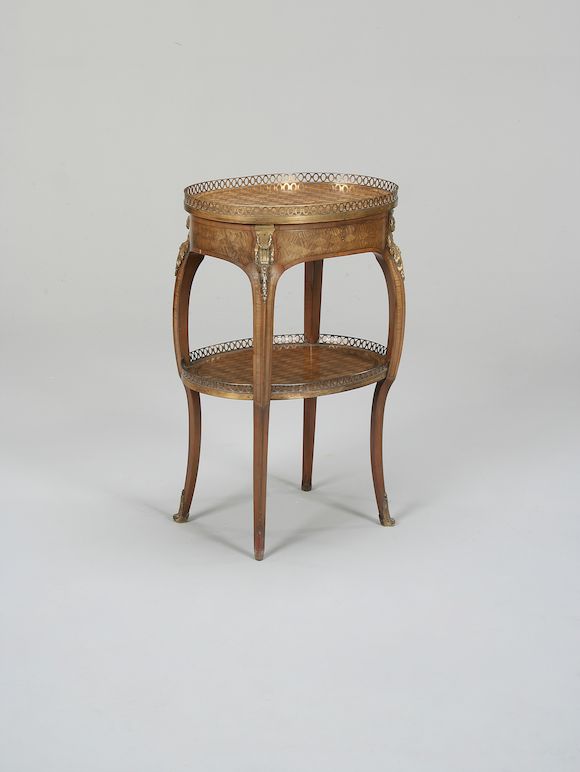 Bonhams : A satinwood and harewood parquetry occasional table circa ...