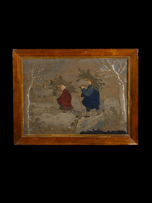 Bonhams : A 19th century felt and watercolour picturein the manner of ...