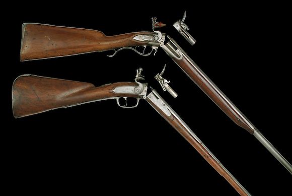 Bonhams : A Rare 22-Bore Breech-Loading Break-Action Flintlock Sporting Gun