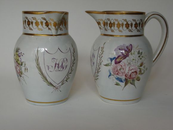 Bonhams : A pair of Leeds pottery pearlware jugs Circa 1800