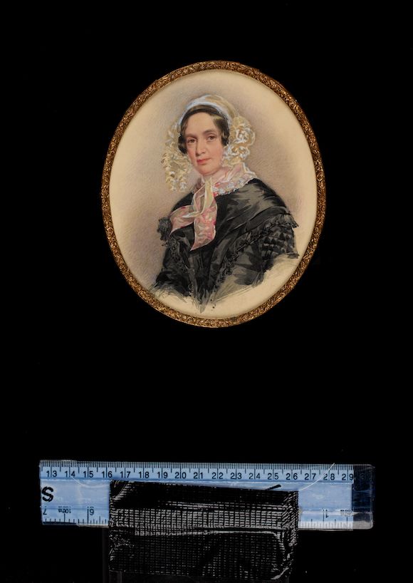 Bonhams : J. Fisher (British, active 1845-1854) A Lady, wearing black ...