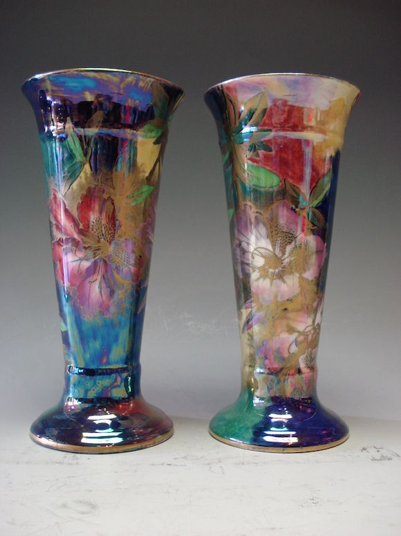 Bonhams : 'Azelea' a pair of Maling lustre vases, circa 1929,