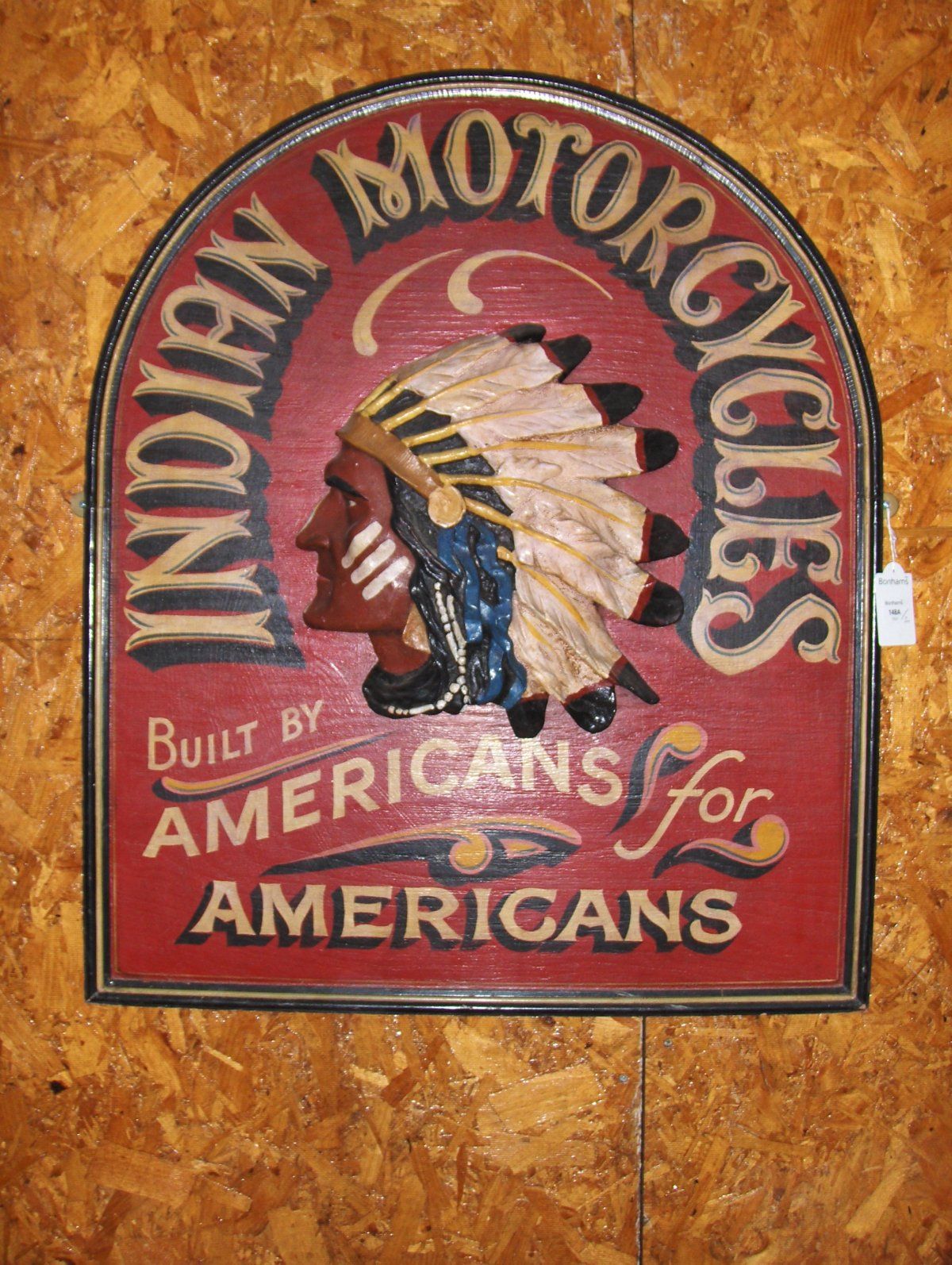 Bonhams Cars : An Indian Motorcycles display board, modern,