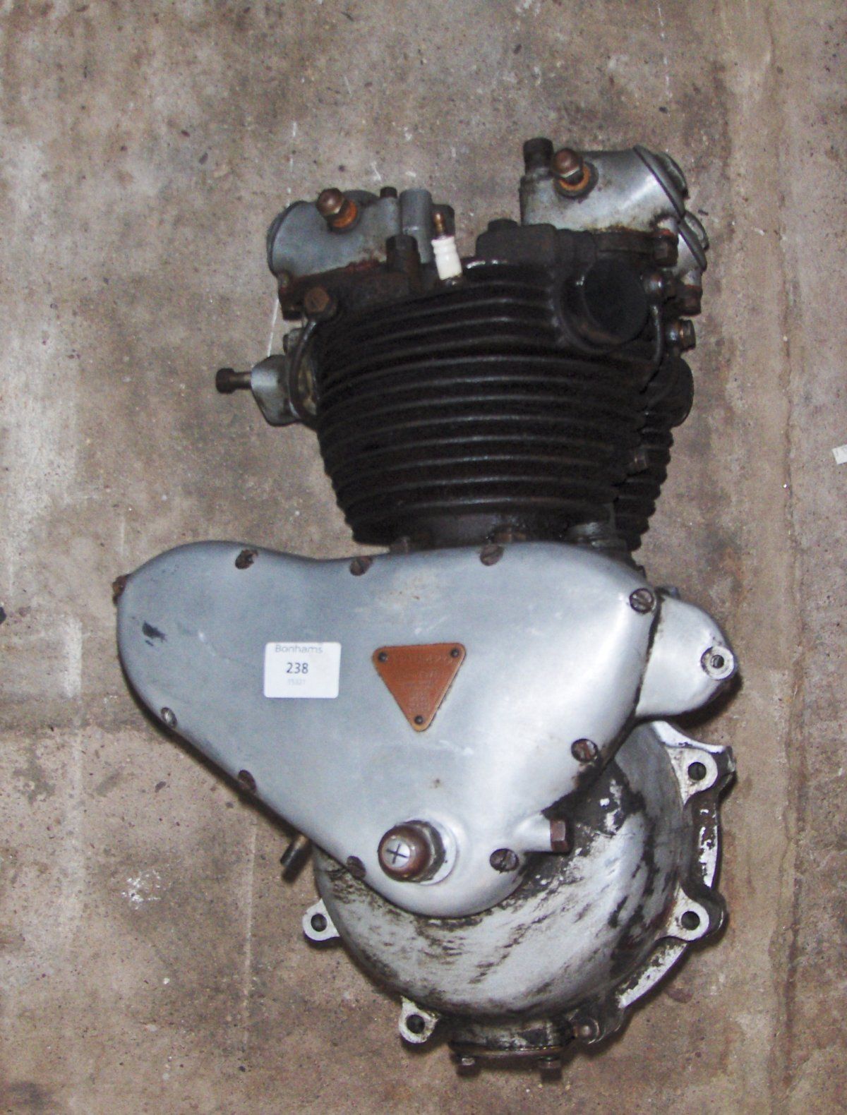 Bonhams Cars : A Triumph 650cc engine.