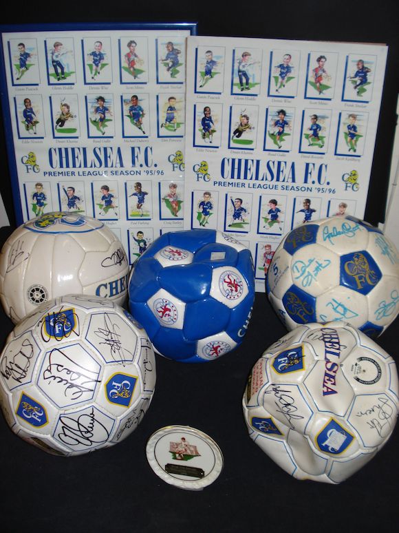 Bonhams : A collection of Chelsea signed footballs