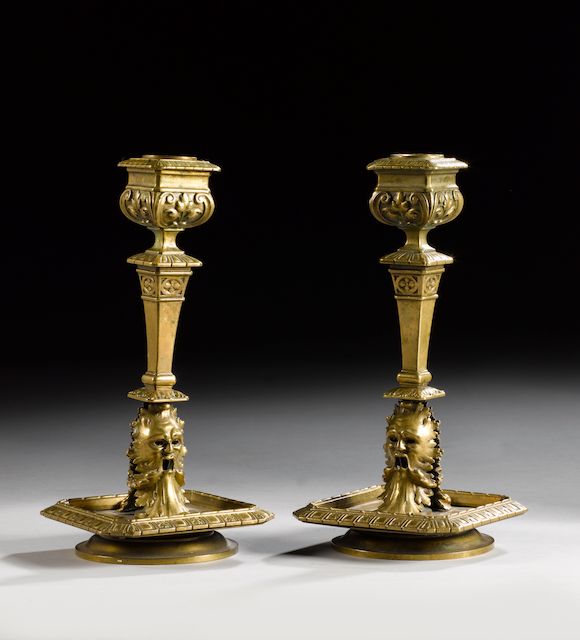 Bonhams : A pair of Régence style gilt bronze candlesticksLate 19th ...