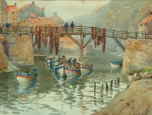 Bonhams : Albert George Stevens (British, 1863-1925) Fishing Boats in ...