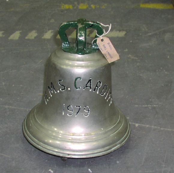 Bonhams : A Ship's bell, HMS 'Cardiff' D108, 1974 10.6in(27cm)