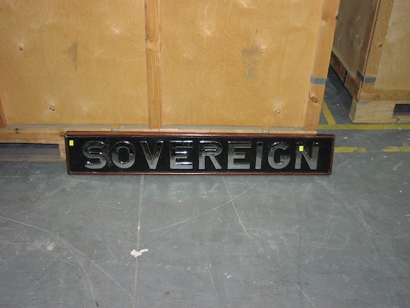 Bonhams : A Ship's name board, HMS 'Sovereign' S108, 1973 48x7.5in ...