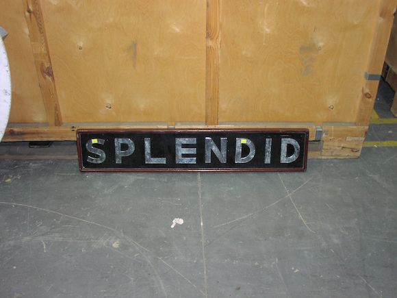 Bonhams : A Ship's name board, HMS 'Splendid' 41.5x8in(105x20cm)