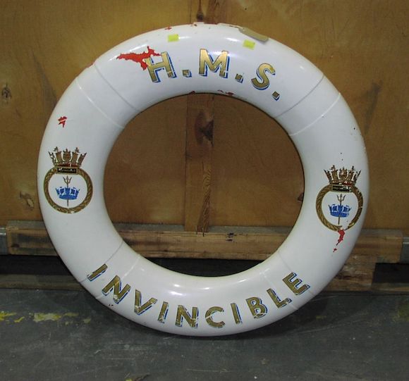 Bonhams : A Ship's Perry buoy, HMS 'Invincible' 29in(74cm)diam.