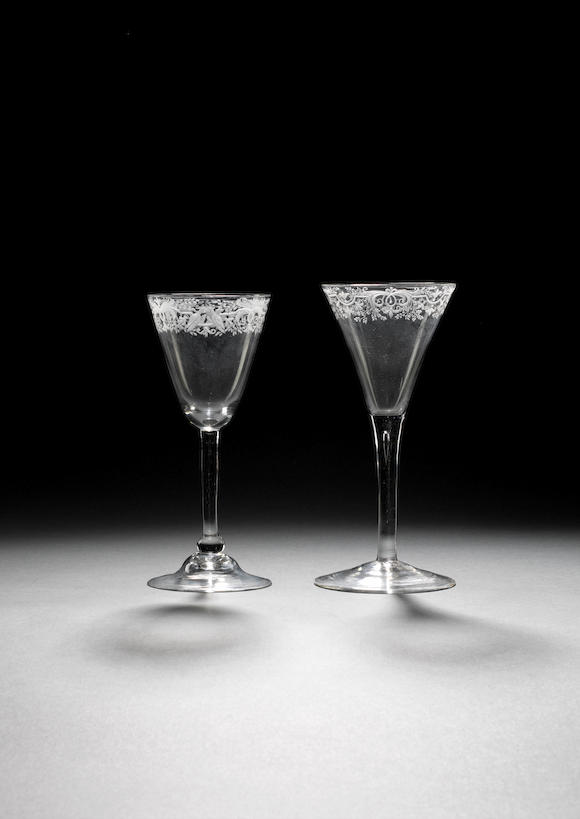 Bonhams A Tall Dutch Engraved Plain Stem Wine Glass Circa 1760