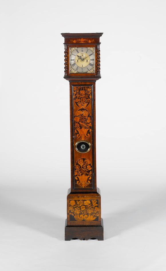 Bonhams : A late 17th century walnut inlaid marquetry long case clock ...