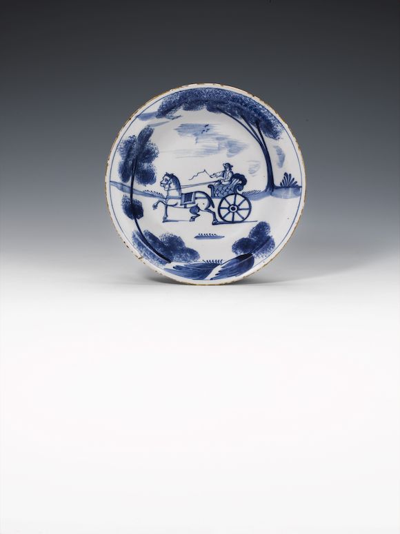 Bonhams : An unusual English delft shallow bowl mid 18th century