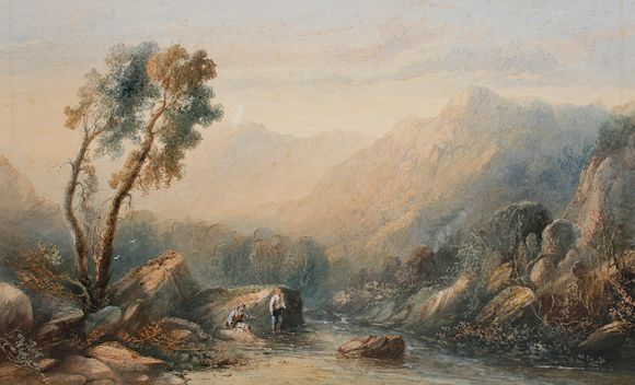 Bonhams : Sidney Edward Paget (British, 1861-1908) Figures by a river ...