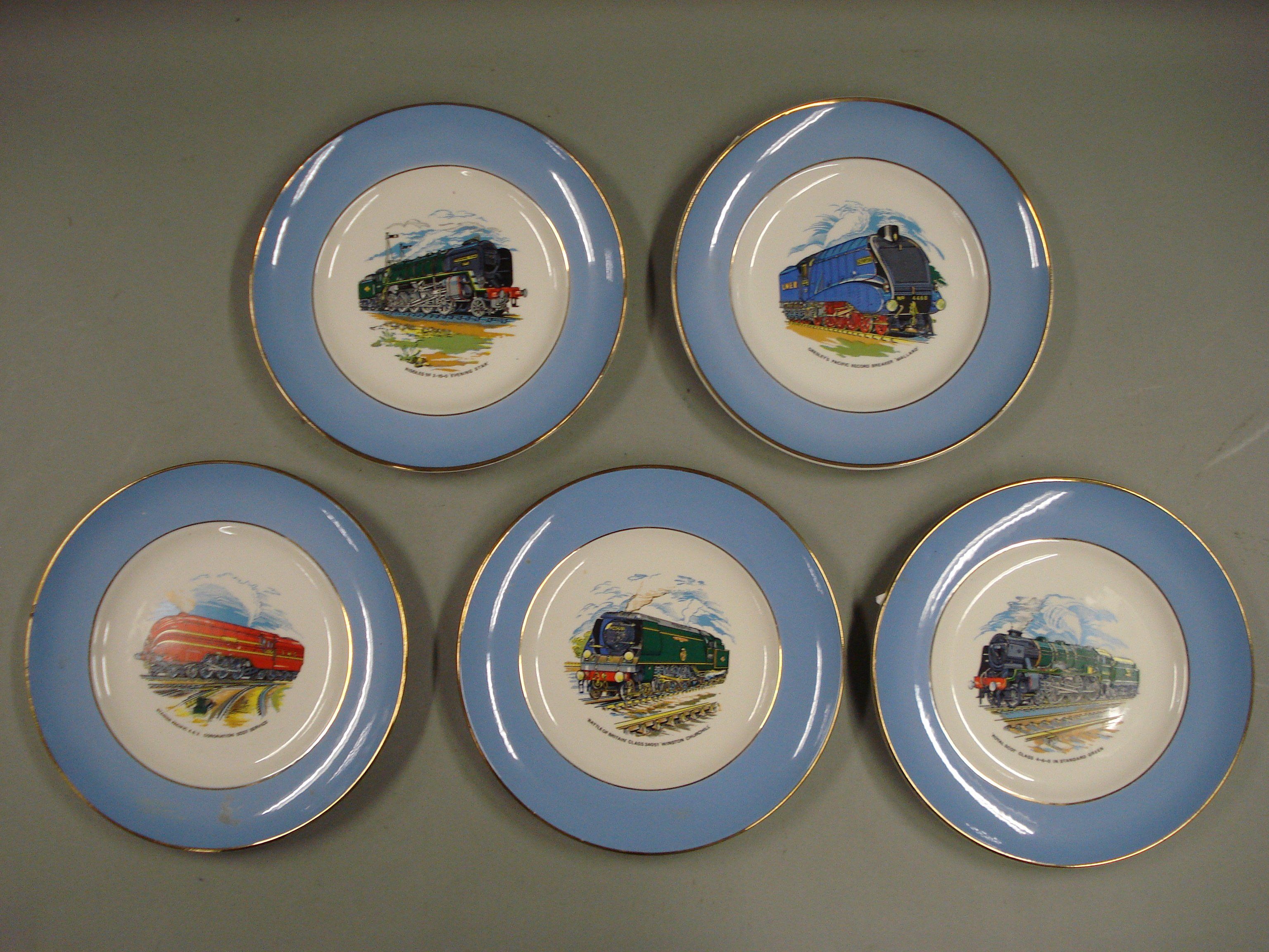 Bonhams Cars : Five decorative railway ceramic plates,