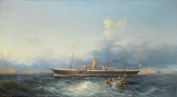 Bonhams : Luigi Maria Galea (Maltese, 1847-1917) H.M.S. 'Surprise' off ...