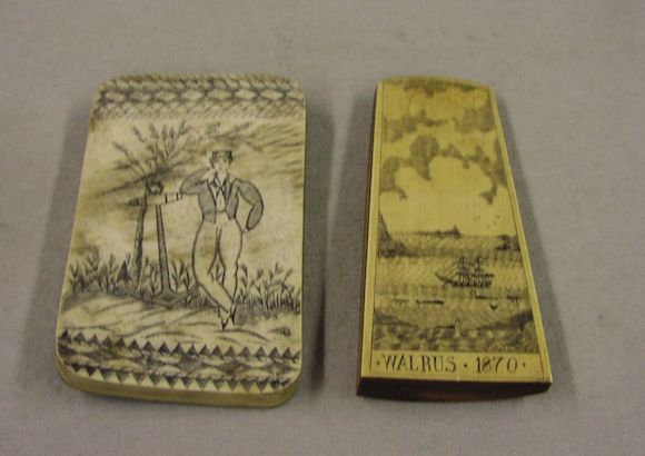 Bonhams : Two decorated bone and ivory panels, 4 1/4in (11cm) high 2