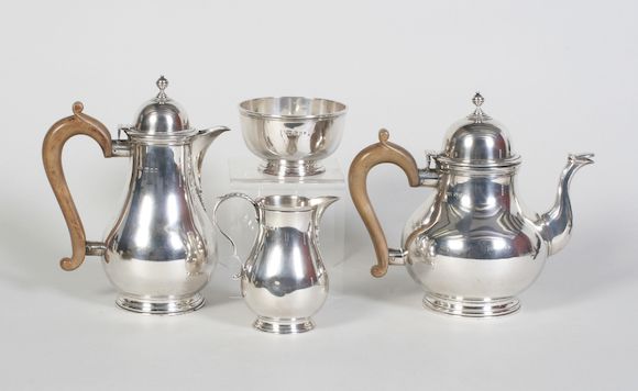 Bonhams : A silver four piece Georgian style tea set By Mappin and Webb ...