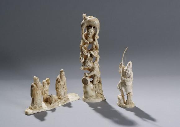 Bonhams A Chinese Carved Ivory Figure Group