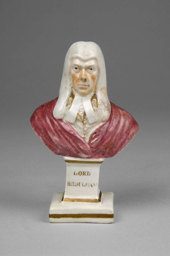 Bonhams : A small Staffordshire enamelled bust of the Judge Lord Brougham