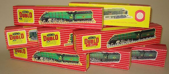 Bonhams : Hornby Dublo repainted locomotives in reproduction boxes