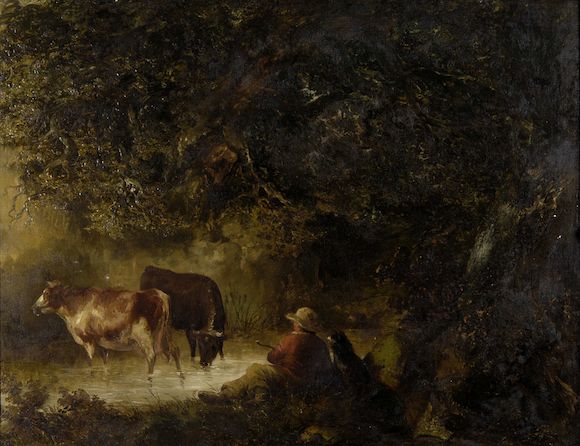 Bonhams : James Bateman (British, 1815-1849) Herd boy with his dog and ...