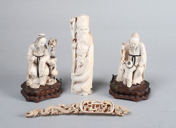Bonhams : A Chinese ivory carving of an elderly man